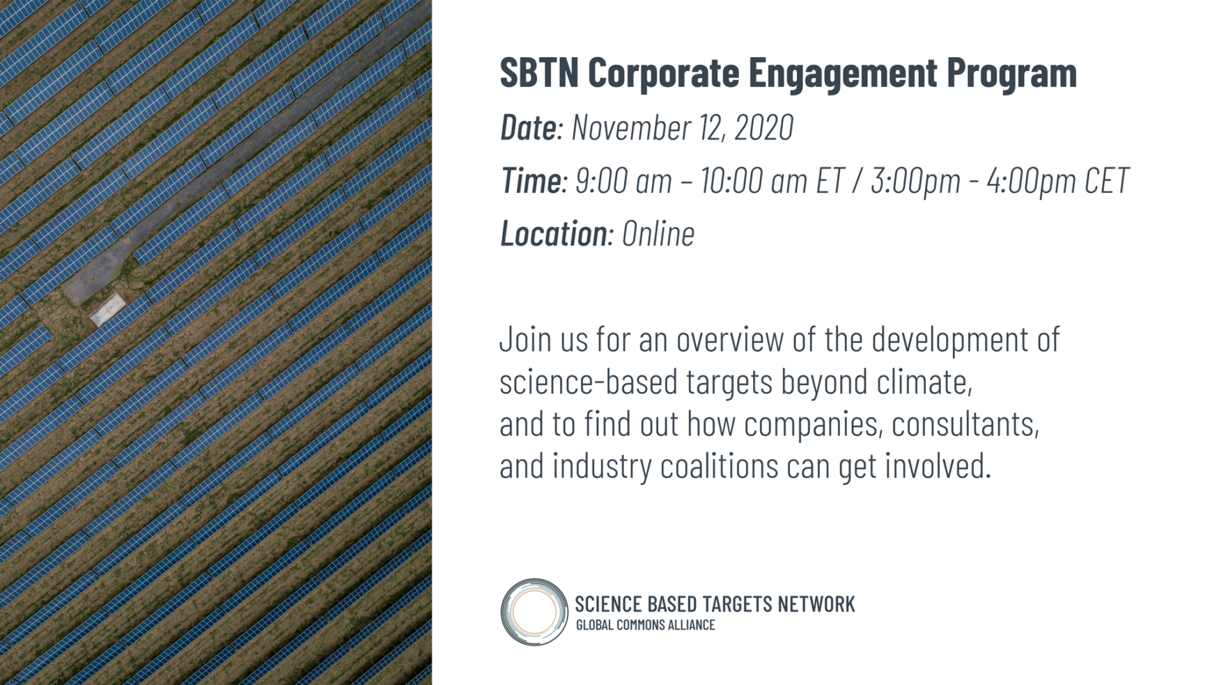 SBTN Corporate Engagement Program Launch – Science Based Targets Network